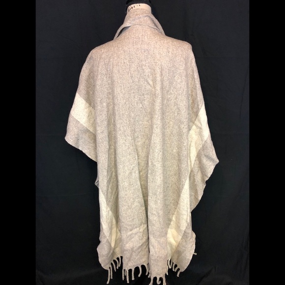 Sweaters | Long Gray Boho Vtg Button Front Open Side Poncho | Poshmark